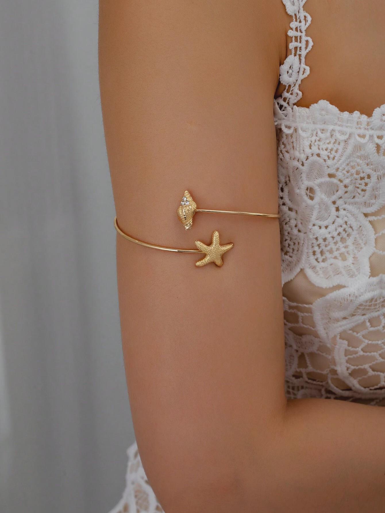 Swirl Arm Cuff Bangle: Adjustable Gold Tone Body Jewelry - Etsy