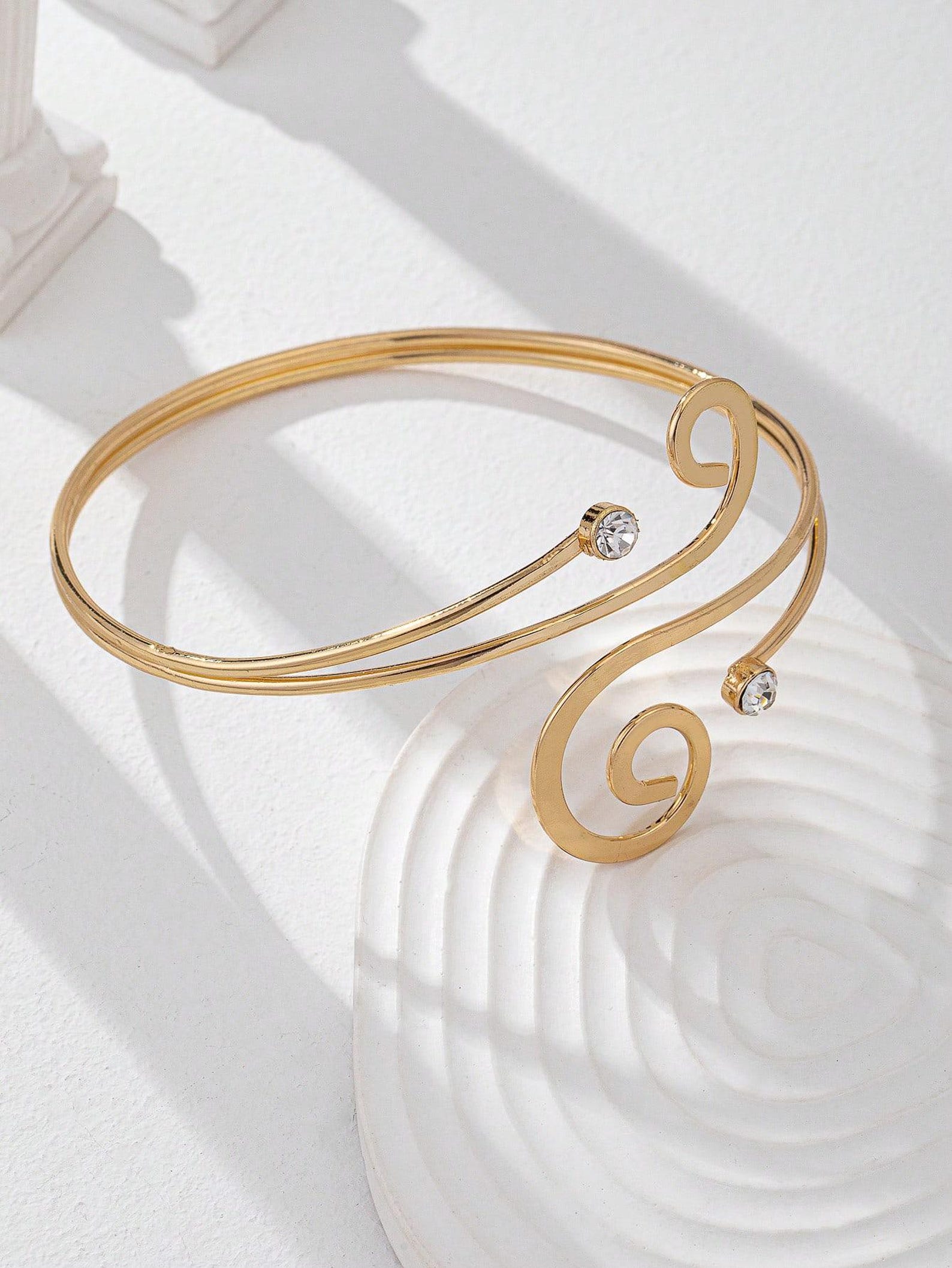 Swirl Arm Cuff Bangle: Adjustable Gold Tone Body Jewelry - Etsy