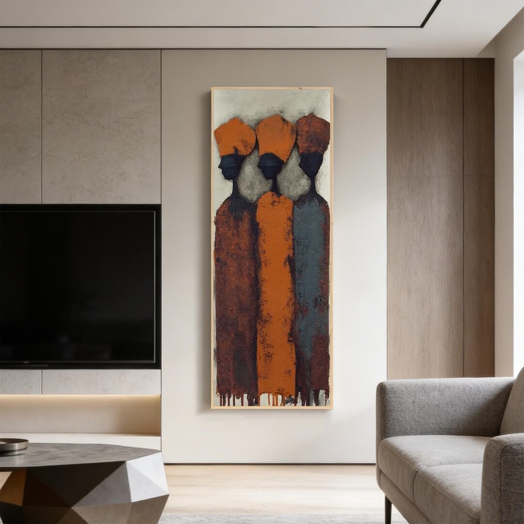 Three African Men Oil Painting: Minimalist Abstract Portrait Paintings ...