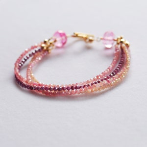 Pink Moonstone and Silverite Multi Strand Bracelet by Agusha. | Etsy