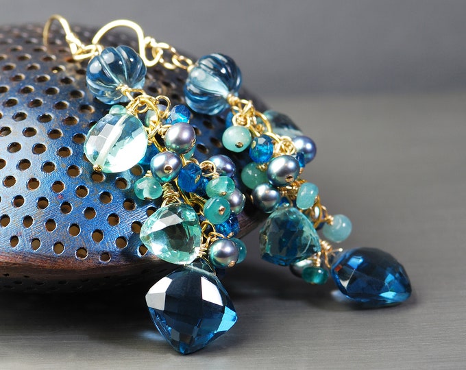 London Blue Quartz Peacock Pearl and Aquamarine Quartz - Etsy