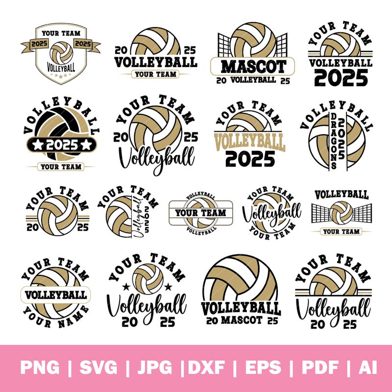 Volleyball Logo Design Bundle - Etsy
