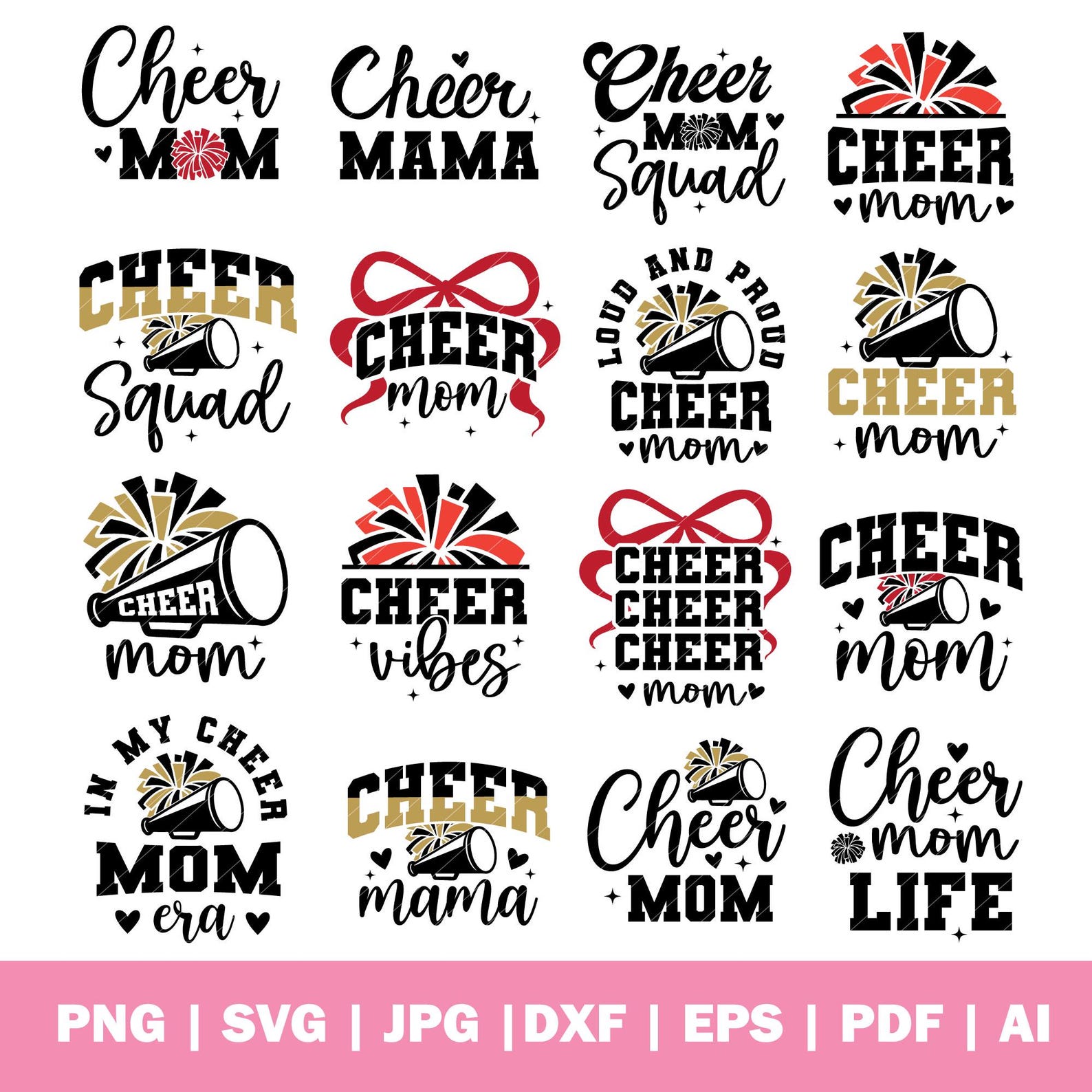 Cheer Mom Svg Bundle, Cheer Mom Shirt Svg, Football Cheer Mom Png ...