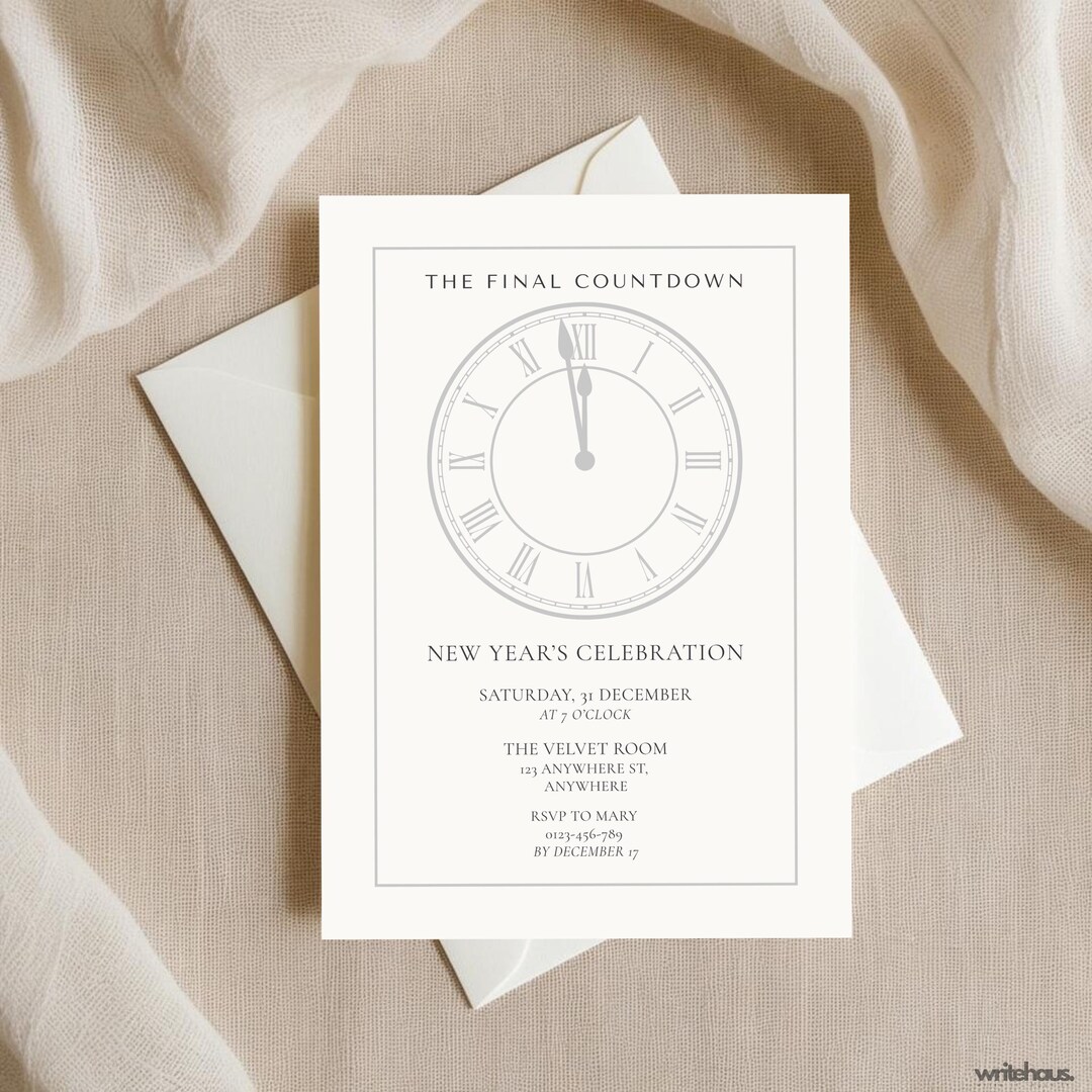 New Years Eve Party Invitation | NYE the Final Countdown White Silver ...