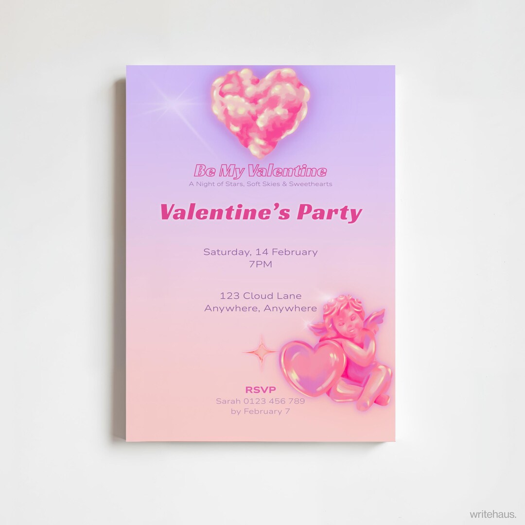 Y2K Valentine Party Invitation | Pastel Cyber Candy Heart Angelcore ...