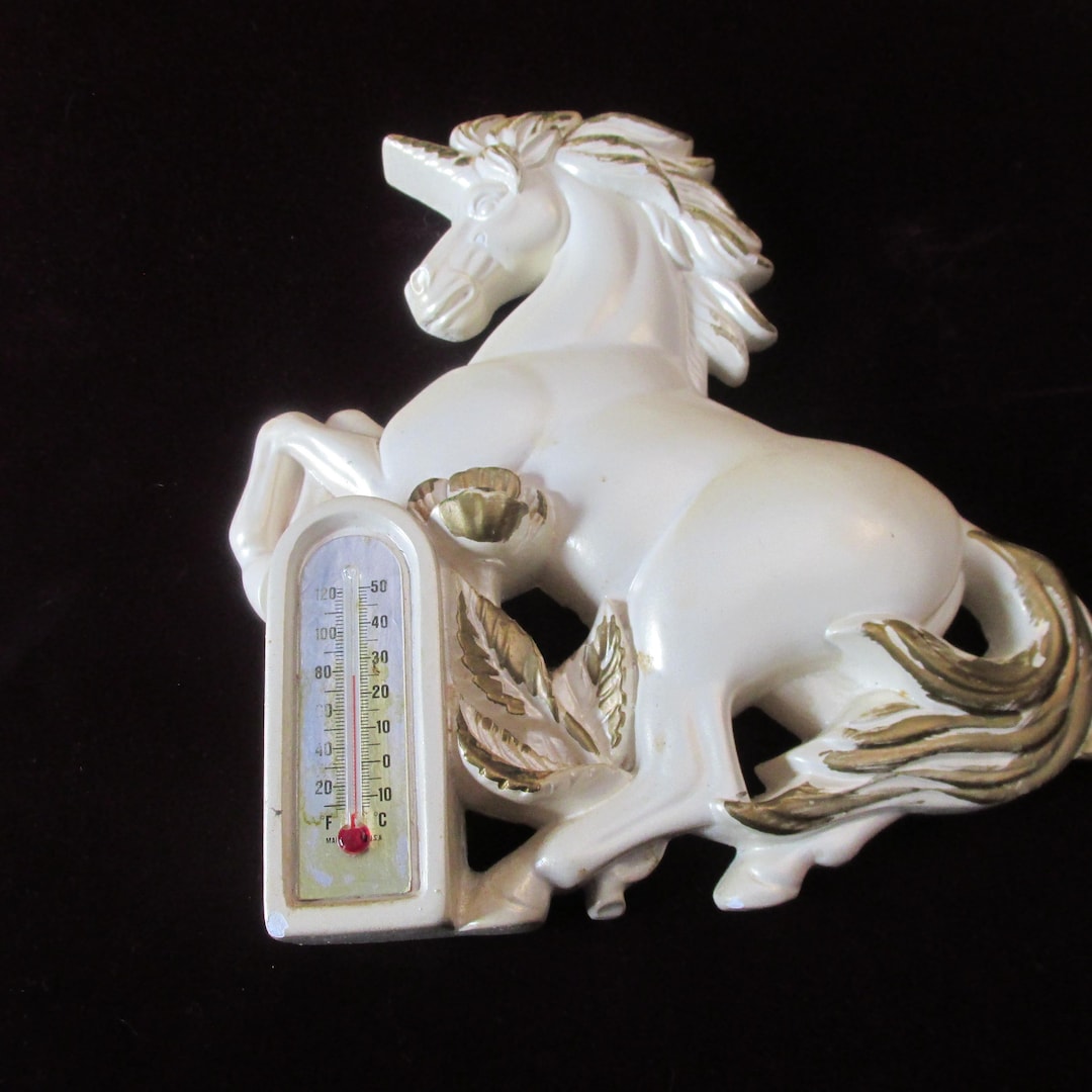 Vintage 1983 Miller Studio Chalkware Unicorn Thermometer Wall Hanging ...
