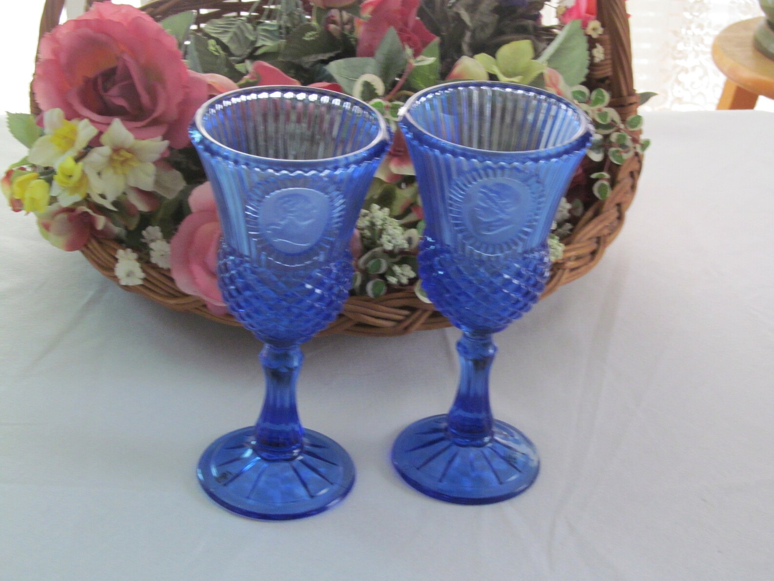Cobalt Blue Fostoria for Avon Goblets Martha & George | Etsy