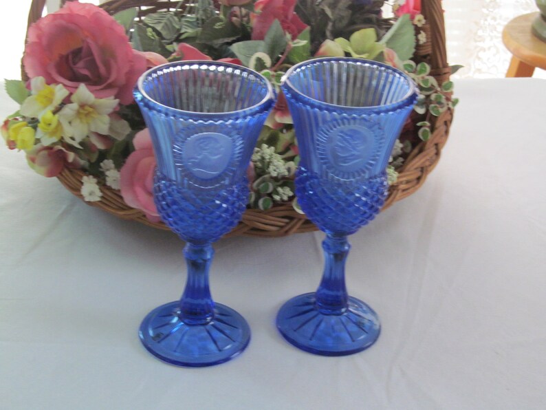 Cobalt Blue Fostoria for Avon Goblets Martha & George | Etsy