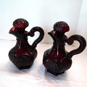 Vintage Cape Cod Ruby Red Glass Cruets Set of 2 - Etsy