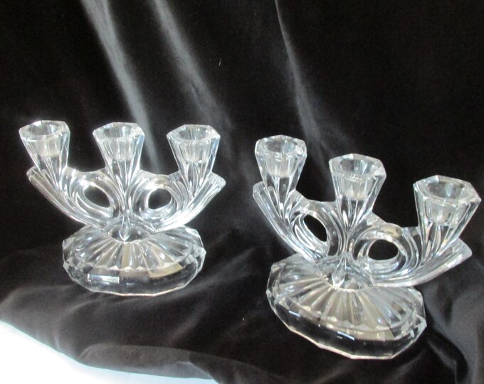 Beyer Vintage Lead Crystal Three-arm Candelabras, Triple Candle Holders ...