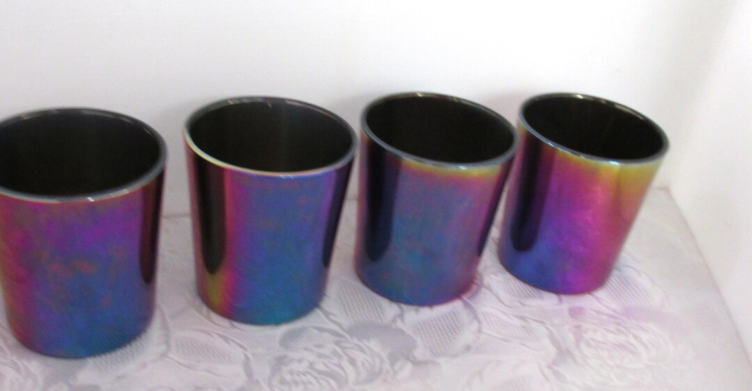 Carnival Iridescent Oil Slick Glasses, Drinking Glasses, Set of 4, 12 ...