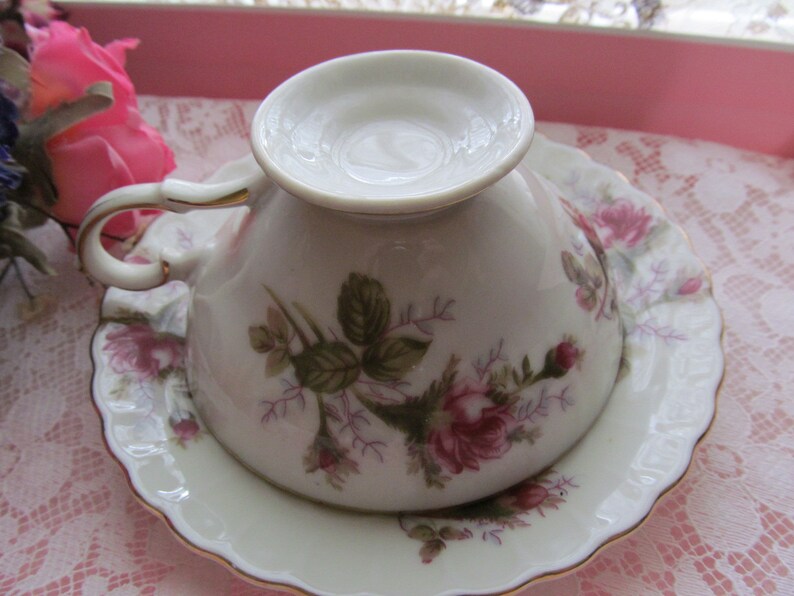 Vintage Footed Rose Design Cup Saucer Set Gold trim | Etsy