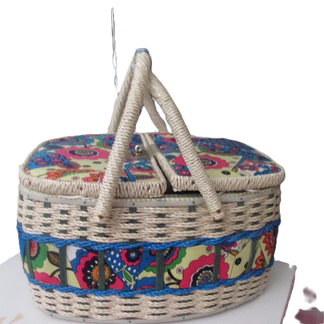 Vintage Sears Best Oval Sewing Basket 1970s Woven Wicker Like ...