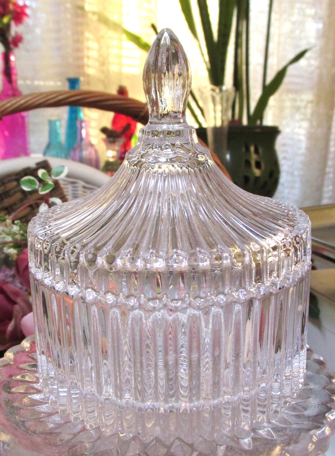 Decorative Clear Glass Candy Dish Ribbed, Trinket Dish - Etsy