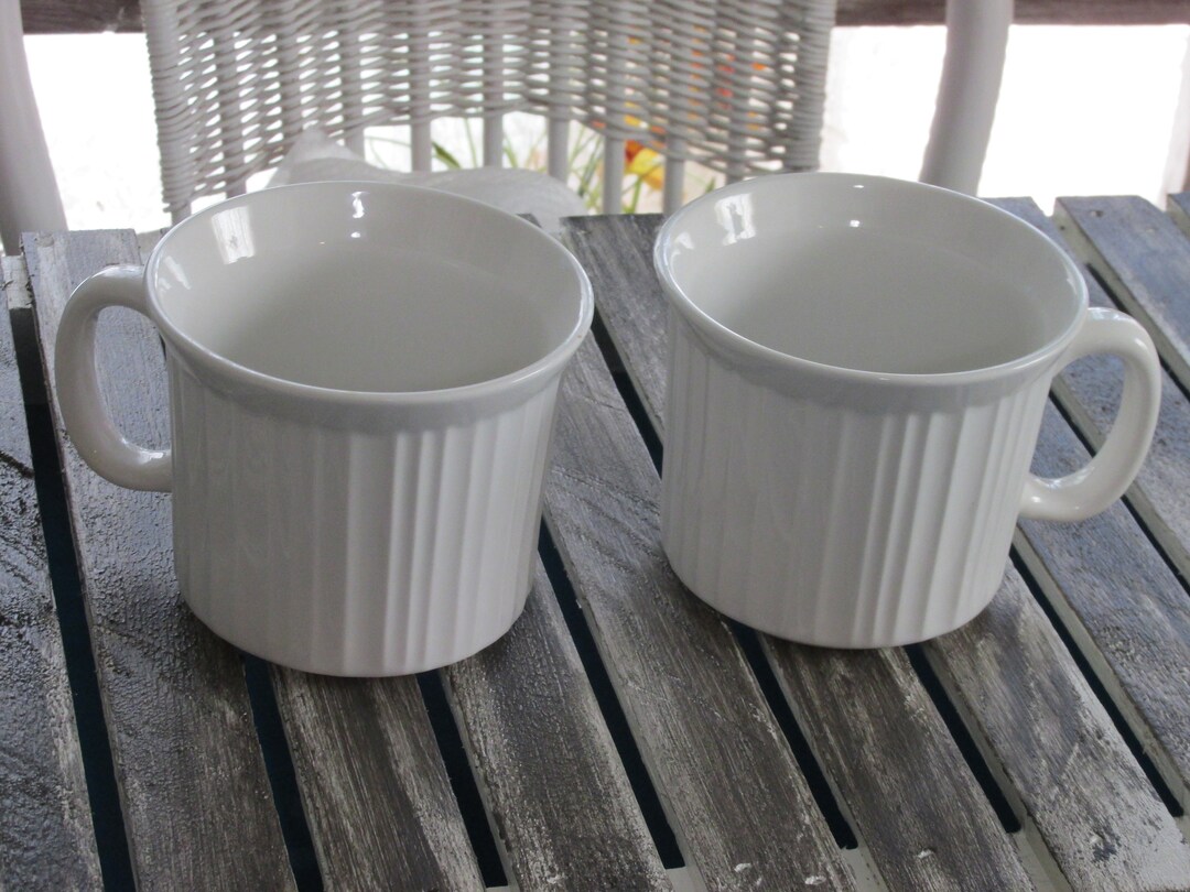 Corning Ware French White Soup Mugs Set of 2, Stoneware - Etsy