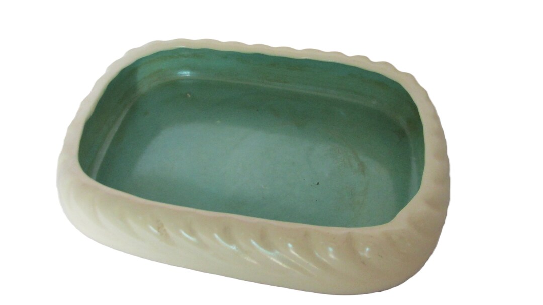 Vintage Teal Cream Color, Planter, Bulb Bowl , Pottery Planter - Etsy