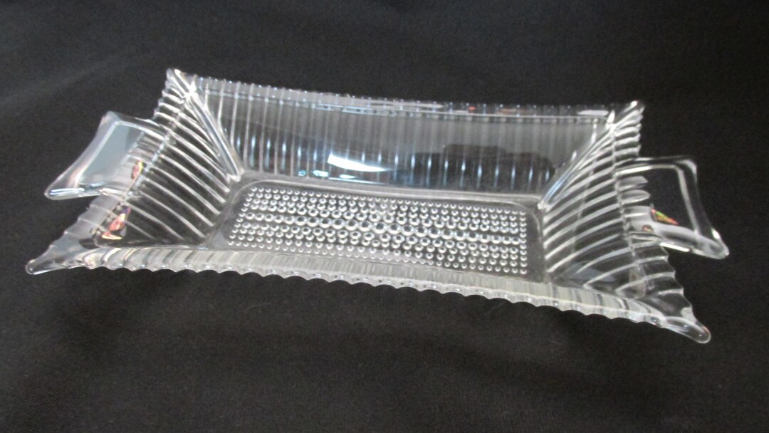 Vintage Dewdrop W/ribbed Sides Relish Dish, Pickle Dish, Tab Handles ...