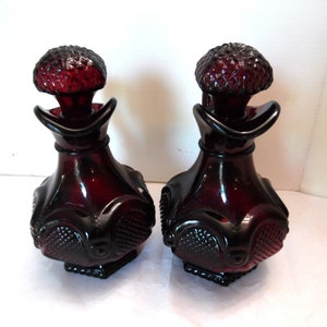 Vintage Cape Cod Ruby Red Glass Cruets Set of 2 - Etsy