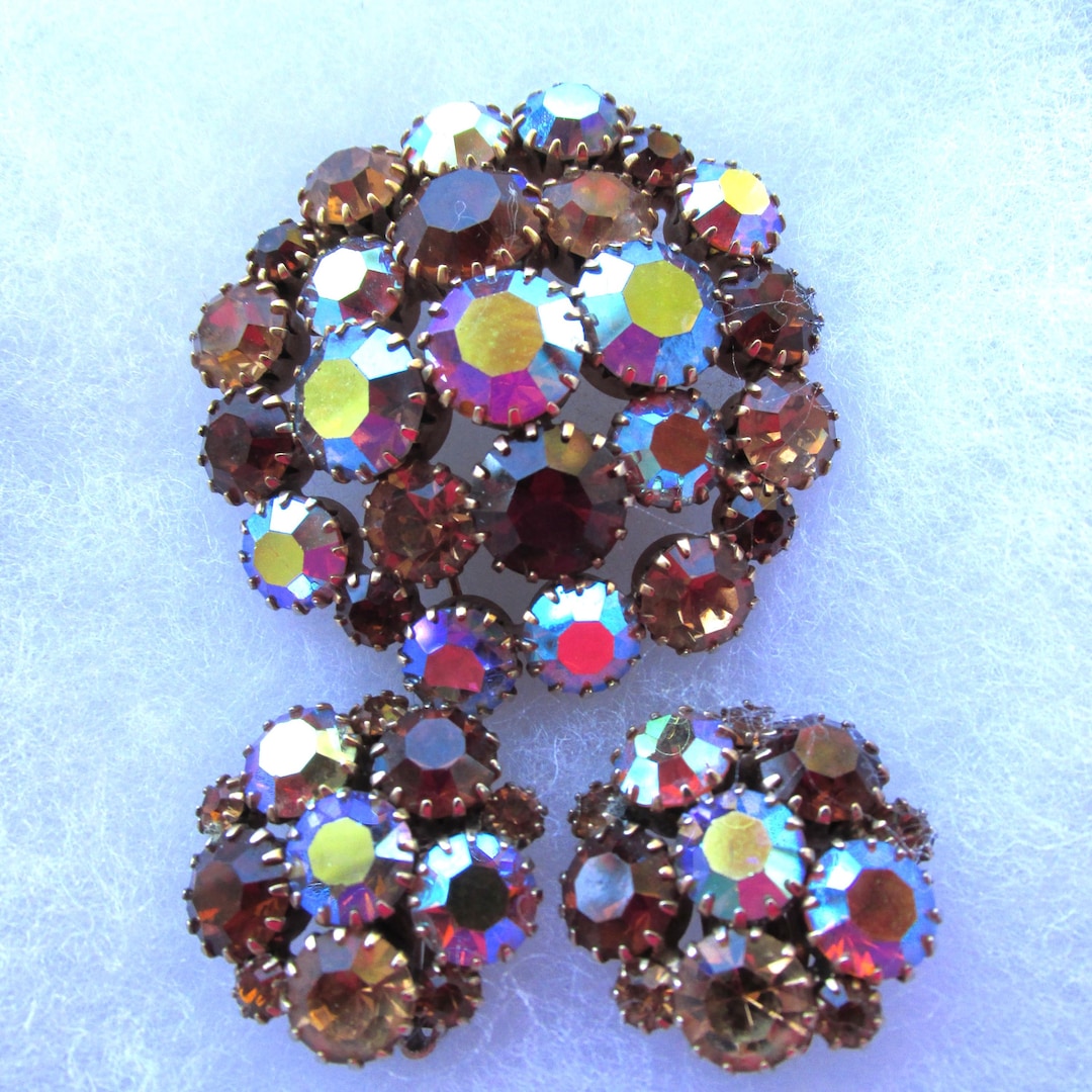 Vintage Signed KARU ARKE Demi Parure, Brooch Clip Earrings - Etsy