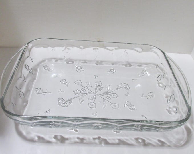 Anchor Hocking Savannah Pattern Rectangular Clear Glass Casserole Dish ...