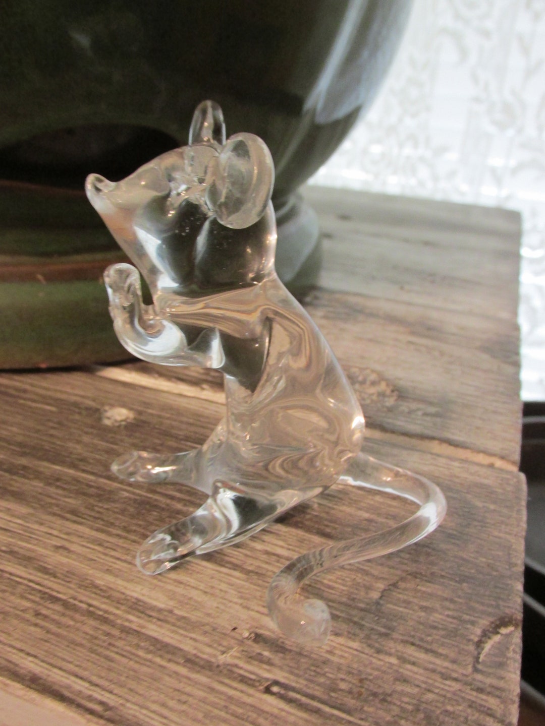 Vintage Art Glass Mouse Figurine: Clear Glass Collectible (3 Inch) - Etsy
