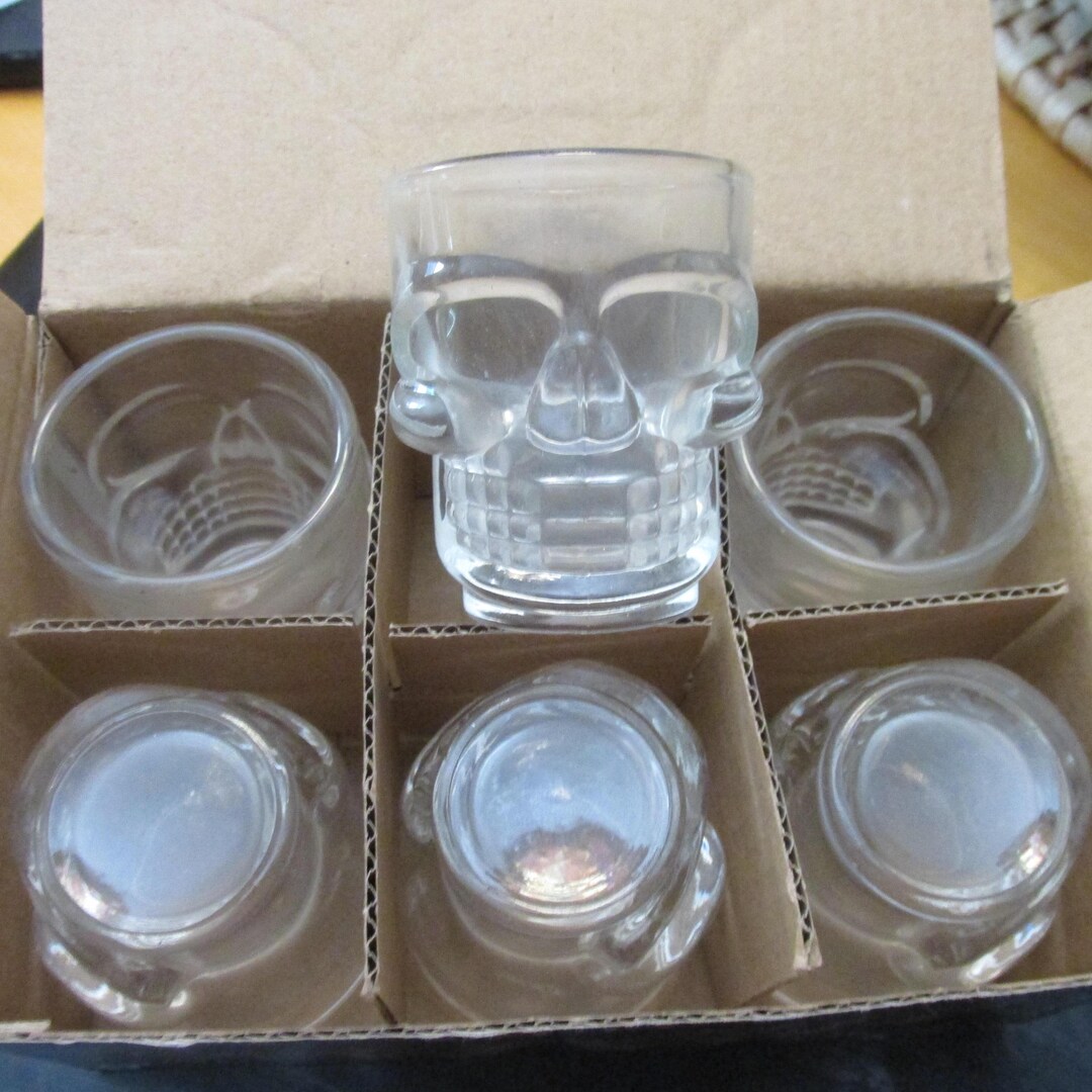 Skull Shot Glasses Set: Circleware Clear Glass Barware - Etsy