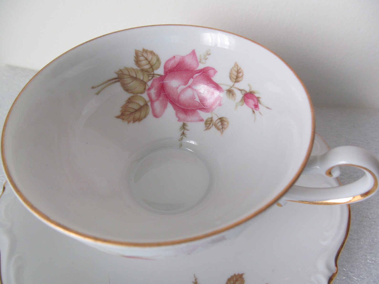 Vintage German Cup & Saucer Set Pink Floral Rose Design - Etsy