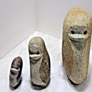 Stone Age Creations Penguin Family Carved Sculpture Indoor Outdoor 3pcs. - Etsy