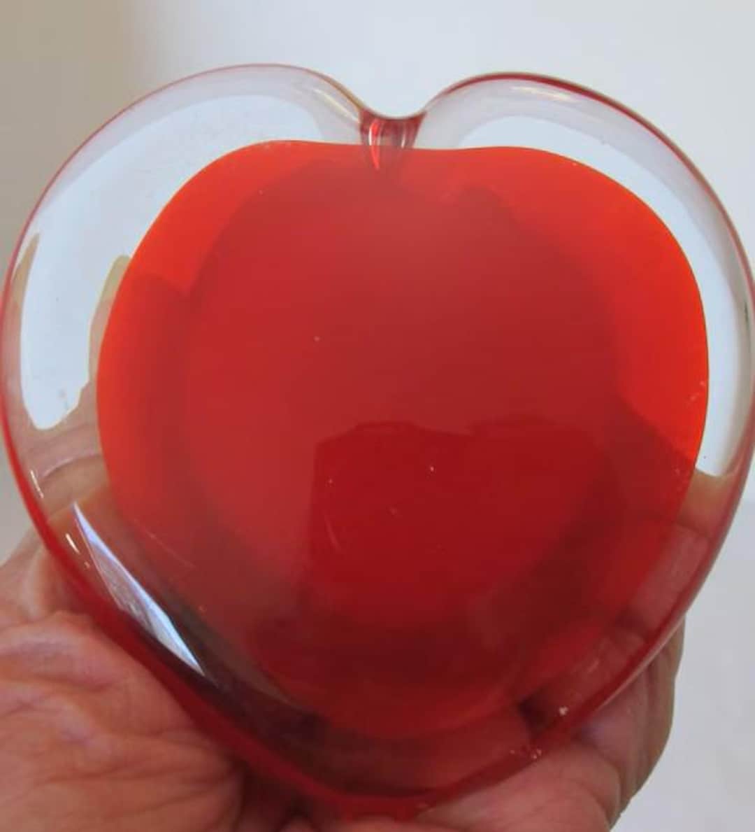 Red Heart Clear Glass Heart, Paperweight, Smooth Bottom - Etsy