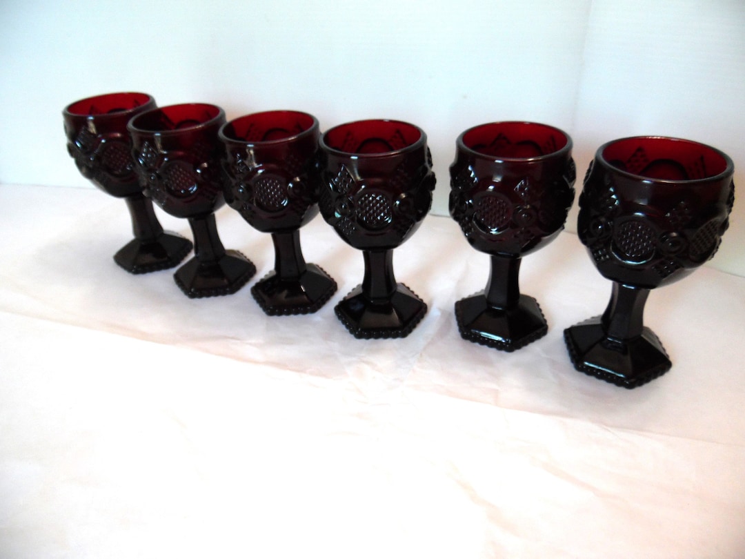 Cape Cod Ruby Red Wine Glasses Set of 6, Avon 1876 Collection - Etsy