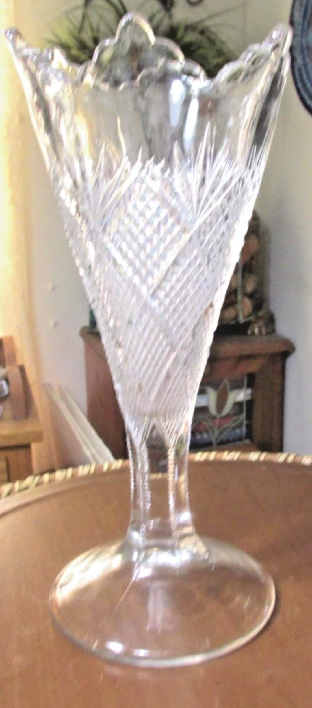 Vintage EAPG Glass Clear Diamond Pattern SPOONER Spill Spoon Holder ...