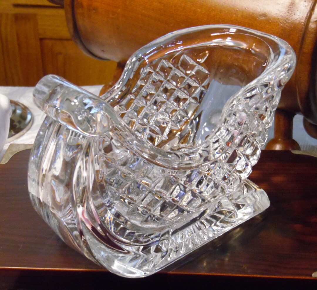 Holiday Centerpiece Lead Crystal Glass Sleigh, Planter - Etsy