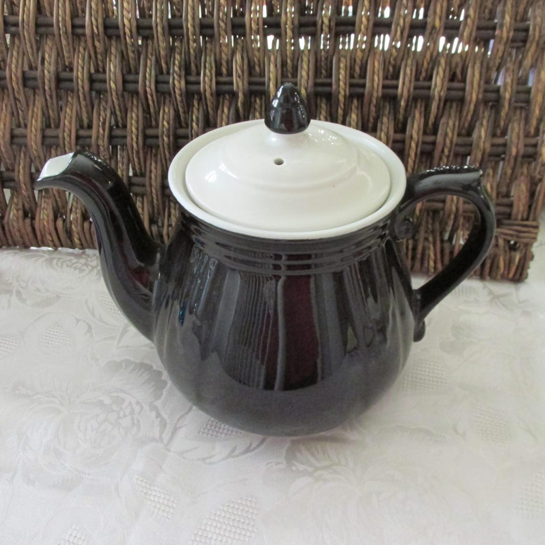 Black and White Ceramic Teapot, Kitchen Collectible - Etsy