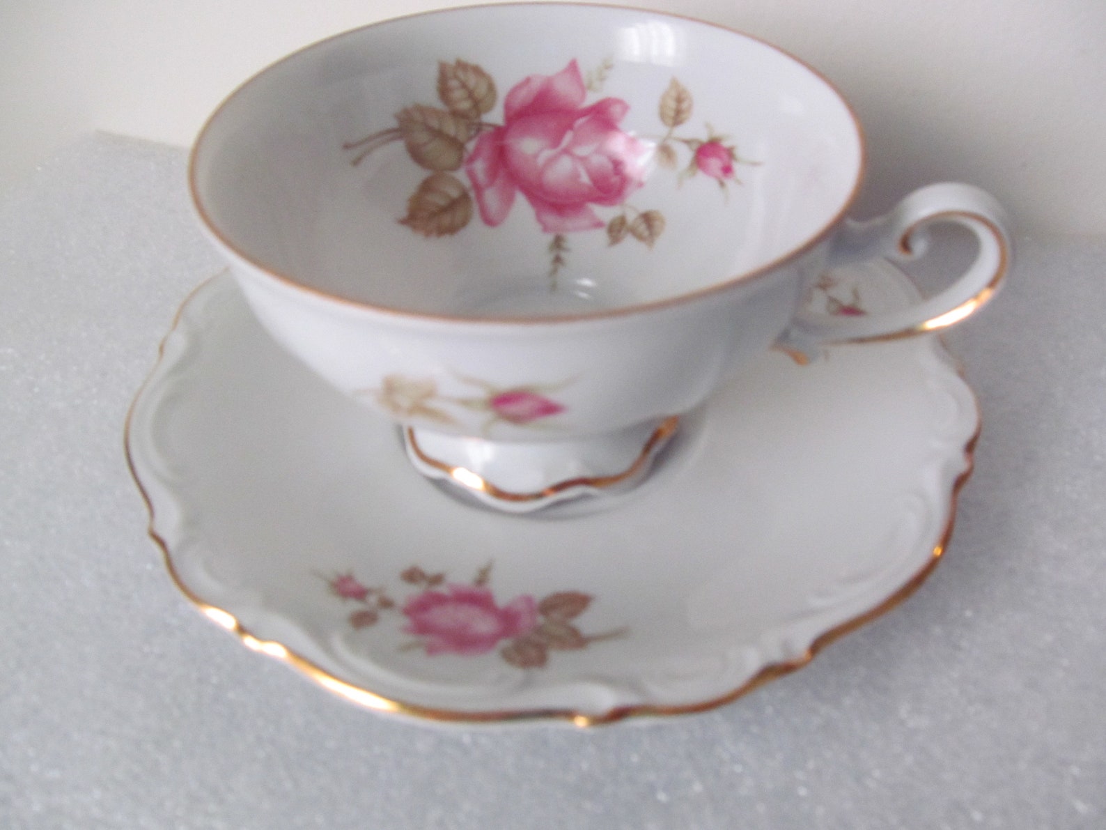 Vintage German Cup & Saucer Set Pink Floral Rose Design - Etsy