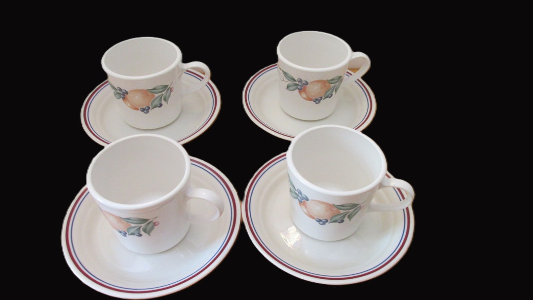 Corelle Cup and Saucer Set of 4, Abundance Pattern, 8 Pc - Etsy