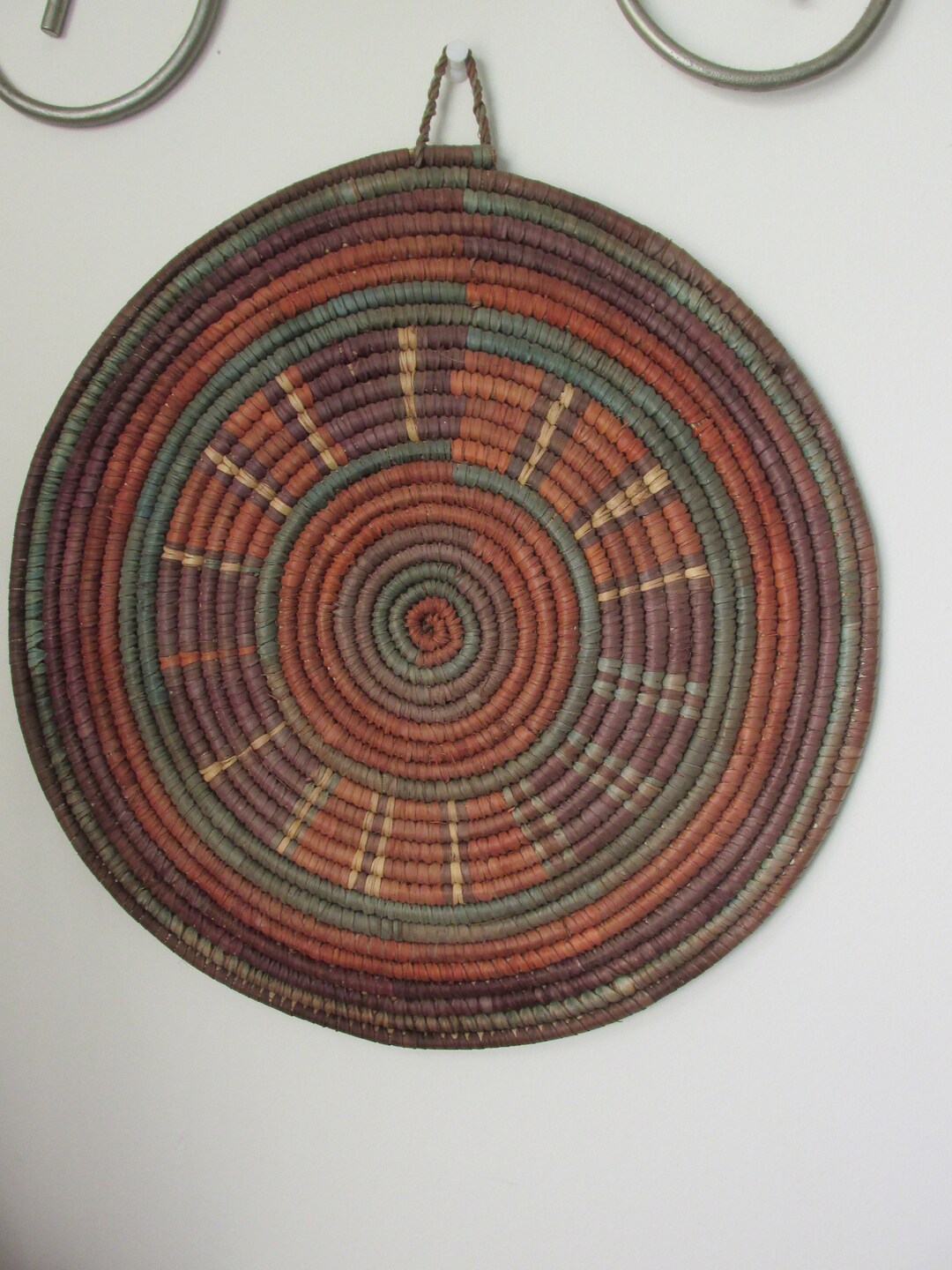 Native American Woven Wall Plaque, Colorful Vintage Coiled Wall Decor ...