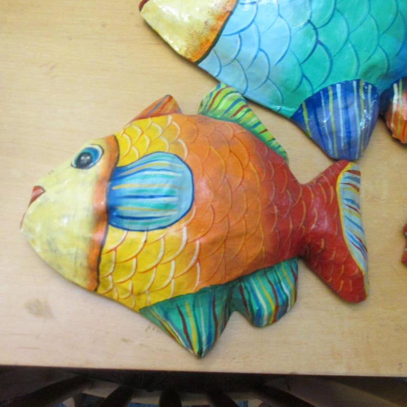 Vintage Paper Mâché Fish Wall Decor: Charming Nautical Wall Hangings - Etsy