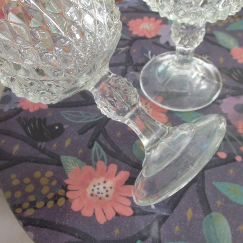 Vintage Set of Three Diamond Point by Indiana Glass Company Wine ...