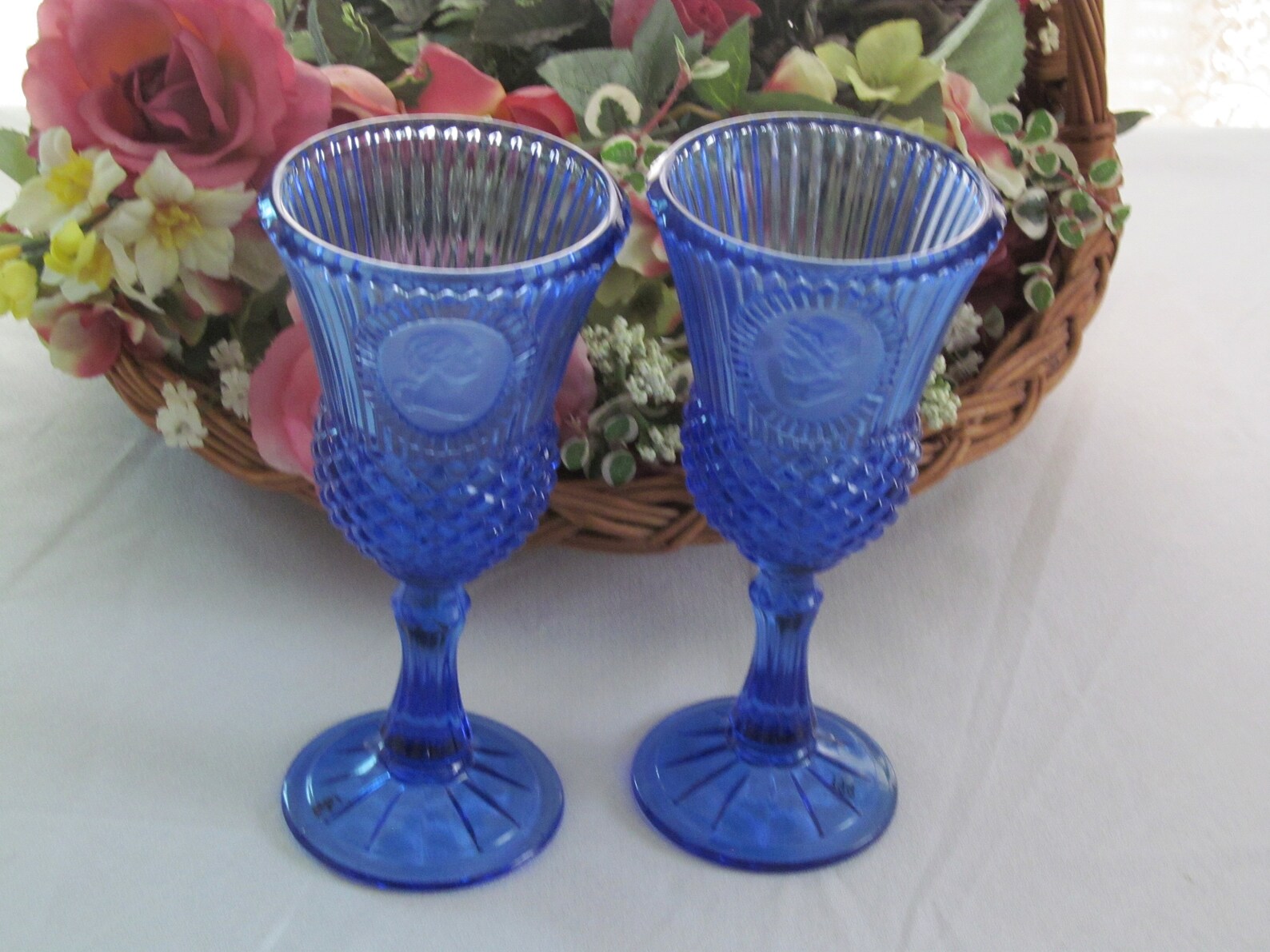 Cobalt Blue Fostoria for Avon Goblets Martha & George | Etsy