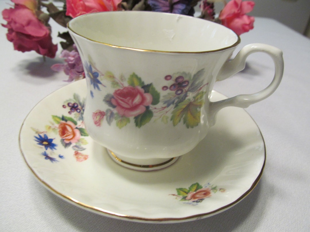 Vintage Hitkari Fine China Cup and Saucer Set: Floral Design - Etsy