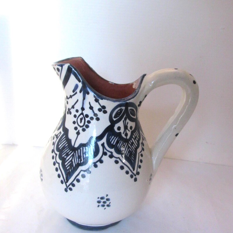 Serghini Safi Moroccan Hand-painted Vintage Blue and White Signed ...