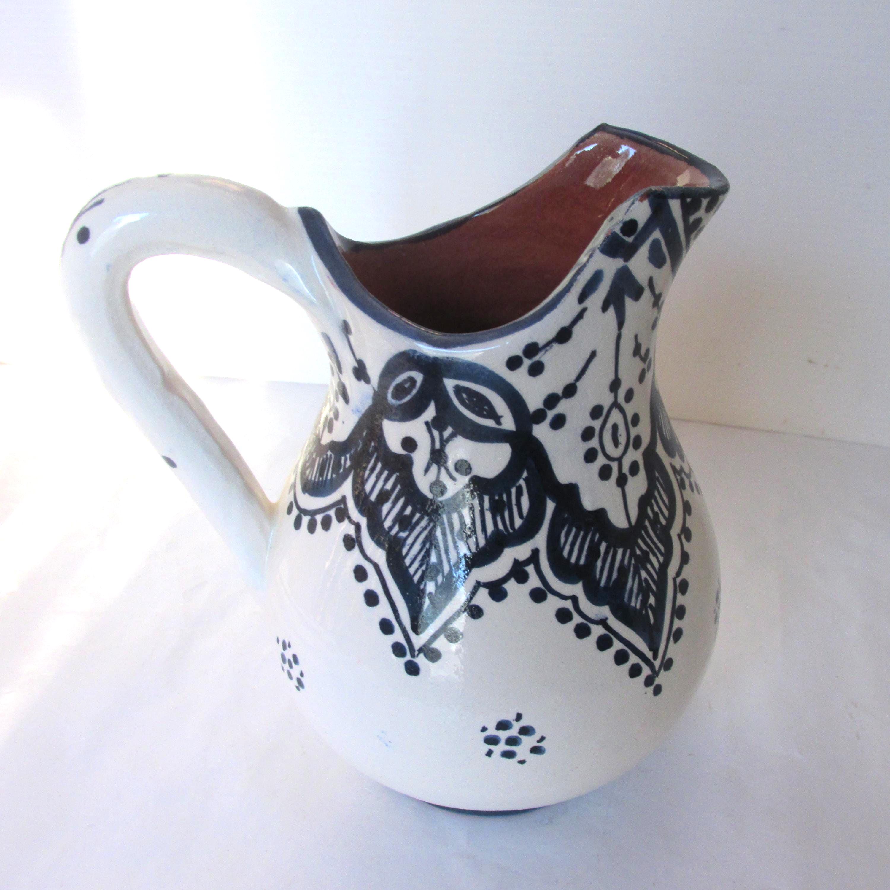Serghini Safi Moroccan Hand-painted Vintage Blue and White Signed ...