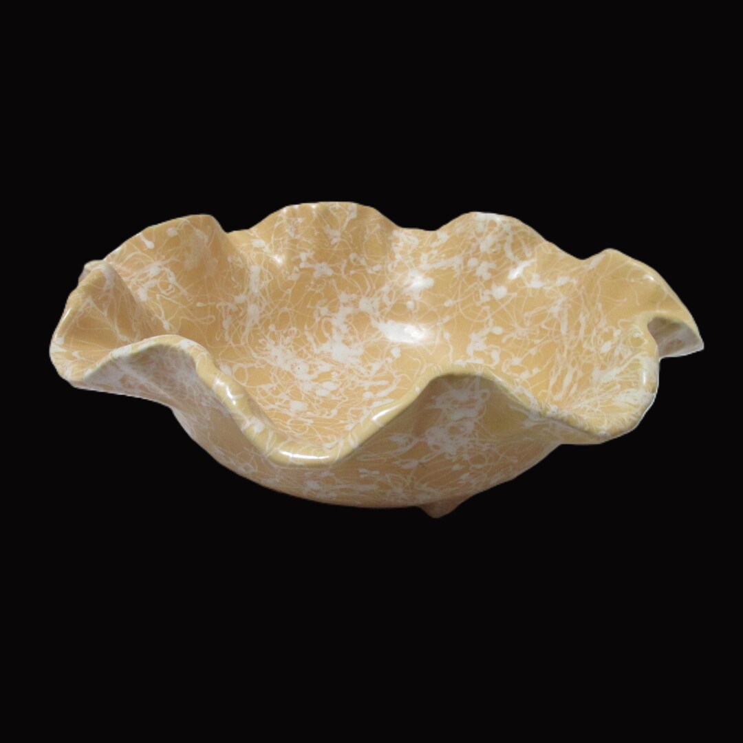Vintage Shawnee Pottery Bowl: Peach Ruffled Edge, Signed USA - Etsy