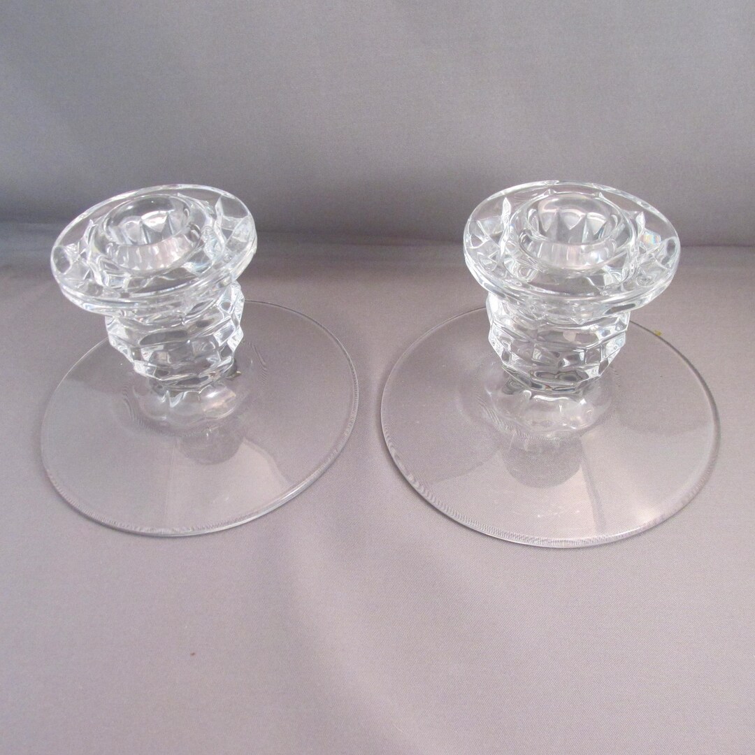 Fostoria American, Cubist Candle Holders, Vintage Glass - Etsy