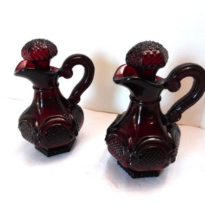 Vintage Cape Cod Ruby Red Glass Cruets Set of 2 - Etsy