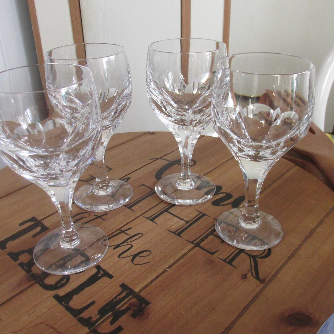 Set of 4 Atlantis Crystal Evora Pattern Water or Wine Goblets, Each ...