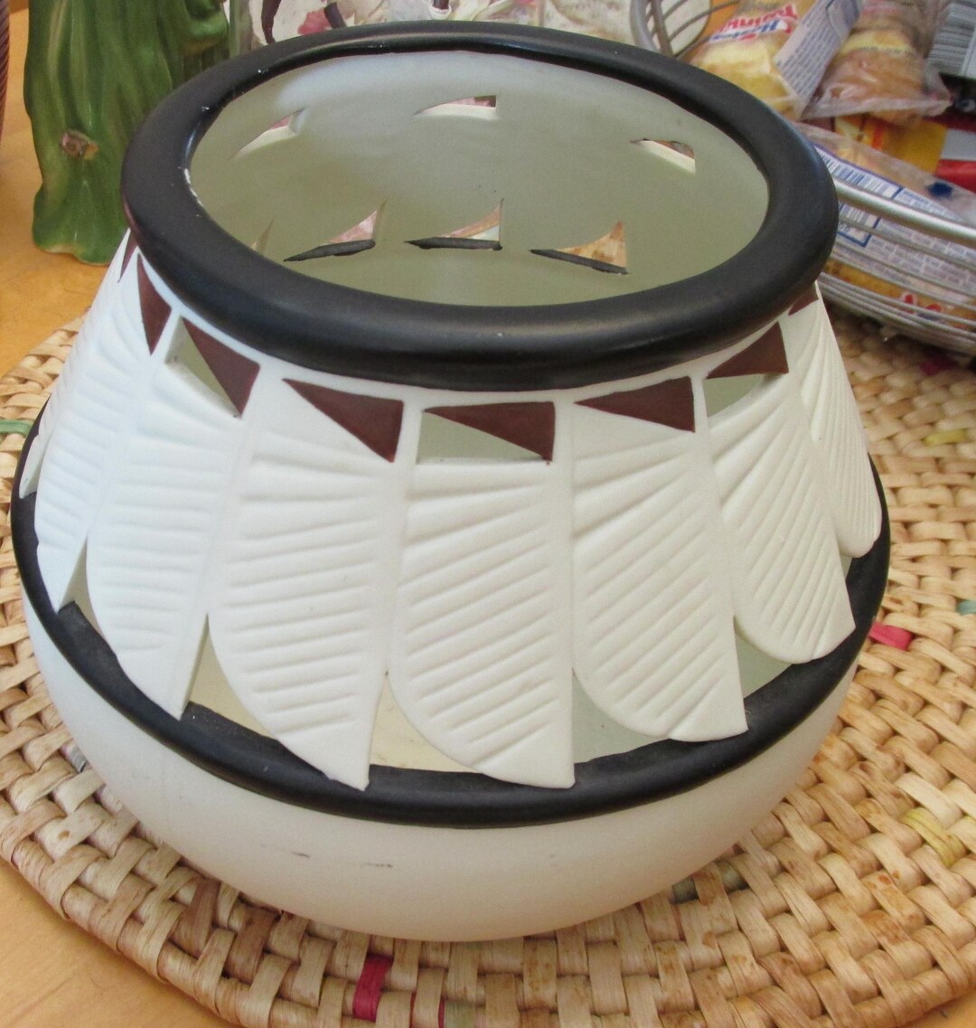 Partylite Candle Vase Pot Feathers Cutwork Ceramic - Etsy