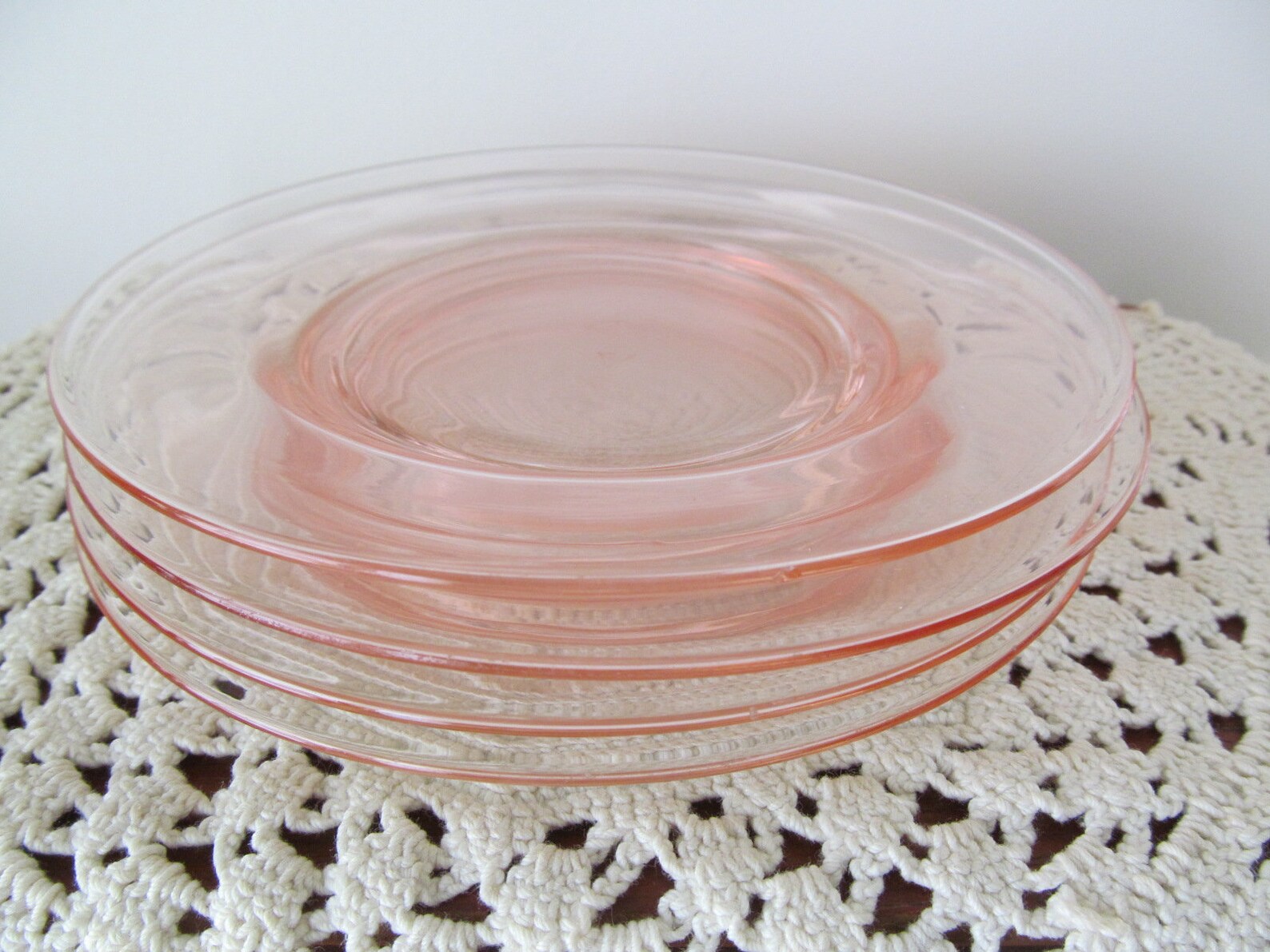 Vintage Cambridge Pink Glass Saucers Set of 4 - Etsy