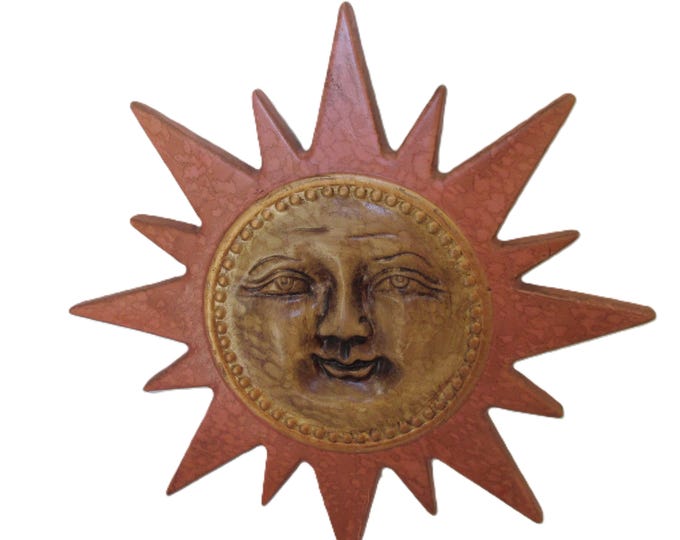 Metal Ceramic Sun Face Spike Sun, Sculpture, Wall Hanging, Wall Plaque ...