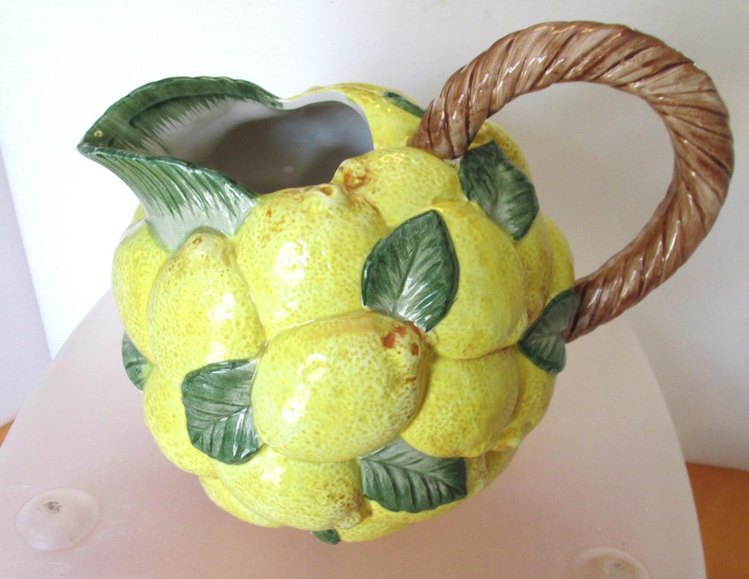Fitz & Floyd Lemonade Pottery Pitcher, Vintage Lemon Pitcher 1989, 2 ...